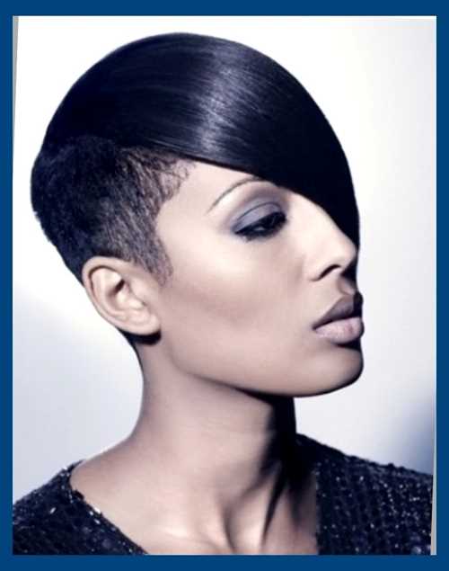 Half Shaved Hairstyle With Long Sleek Fringe Hairstyles Half Shaved