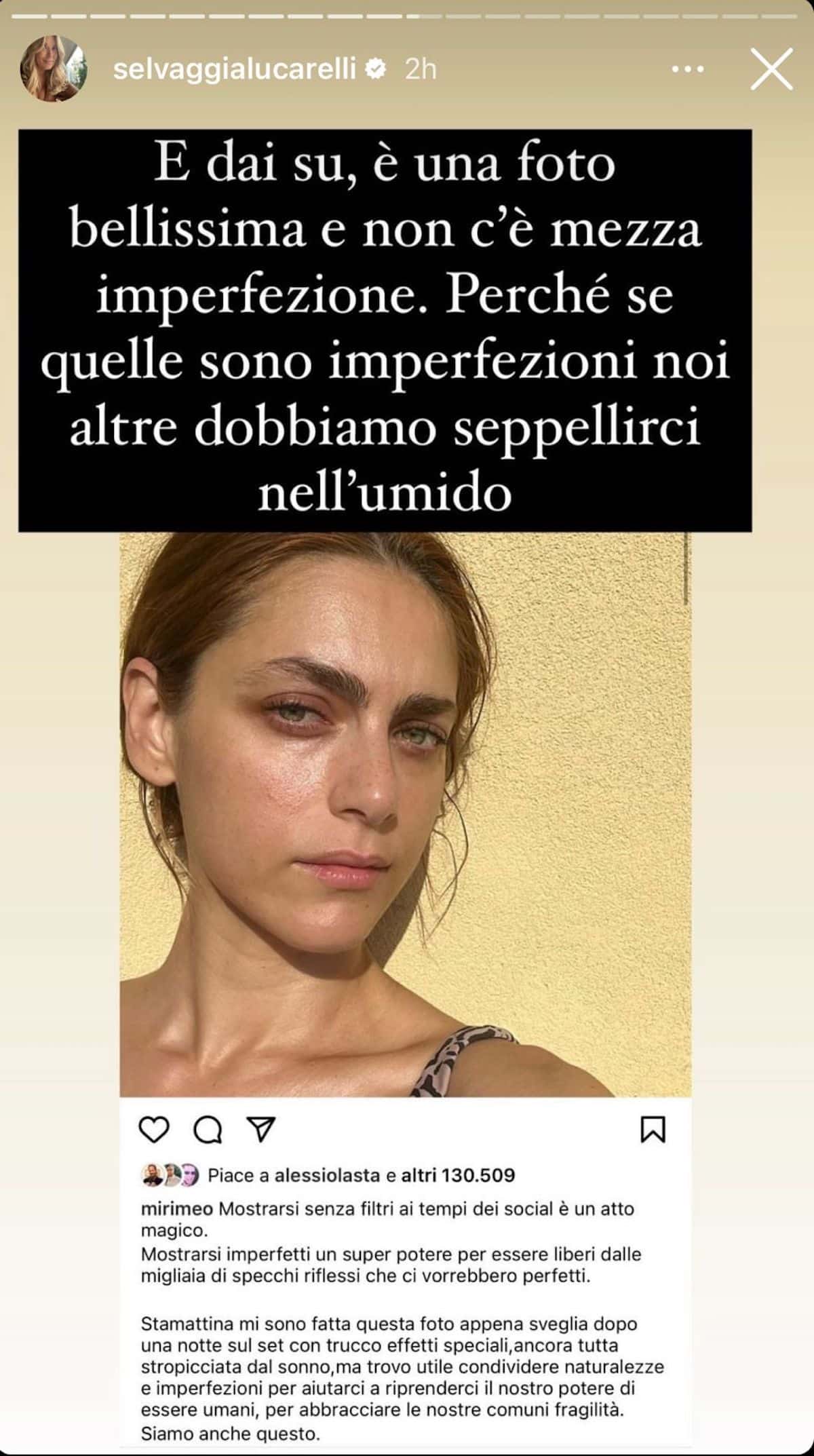 Miriam Leone “imperfetta” senza trucco e filtri: critiche dai fan Miriam Leone “imperfetta” senza trucco e filtri: critiche dai fan