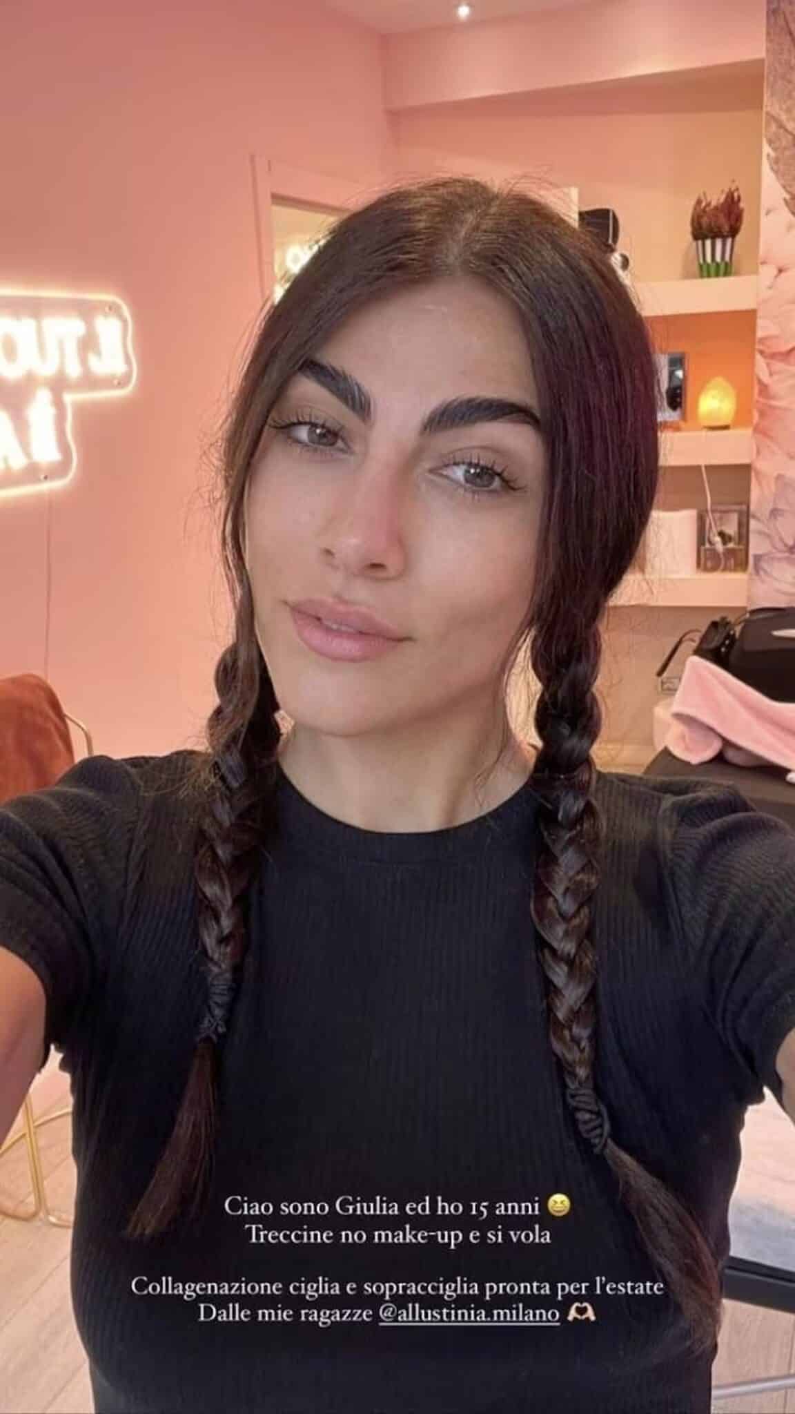 Giulia Salemi, look inedito: trecce e senza trucco, come a "15 anni"